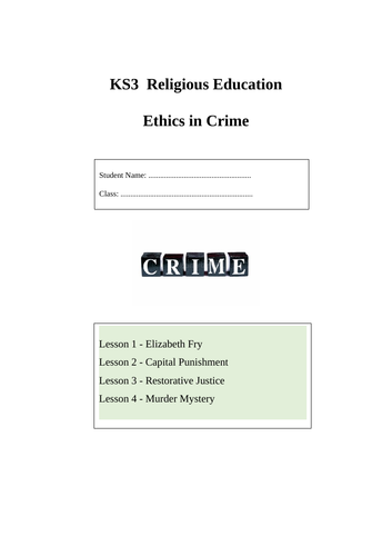 KS3 Religious Education Workbook - Ethics in Crime | Teaching Resources