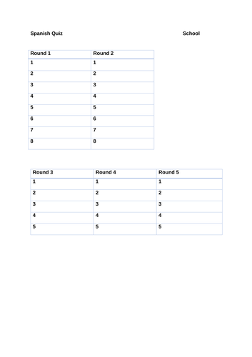 Spanish School Quiz | Teaching Resources