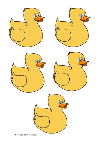 5 LITTLE DUCKS NUMBER SINGING RHYME PROPS MATHS EYFS STICK PUPPETS ...