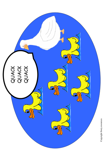 5 LITTLE DUCKS NUMBER SINGING RHYME PROPS MATHS EYFS STICK PUPPETS ...