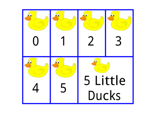 5 LITTLE DUCKS NUMBER SINGING RHYME PROPS MATHS EYFS STICK PUPPETS ...