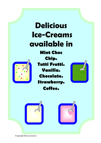 ICE CREAM PARLOUR RESOURCES EYFS KS1 ROLE PLAY | Teaching Resources