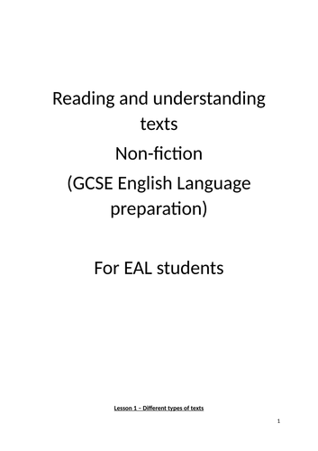 Reading And Understanding Texts Gcse Language Paper 2 Teaching Resources