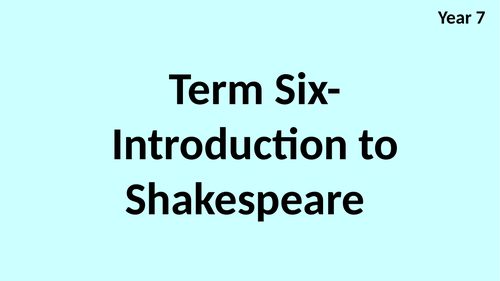 KS3 Introduction to Shakespeare Full SOW | Teaching Resources