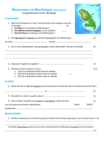 La Martinique (Reading) | Teaching Resources