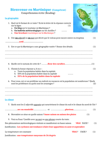 La Martinique (Reading) | Teaching Resources