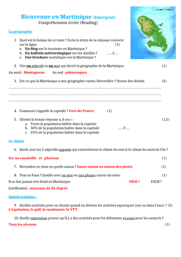 La Martinique (Reading) | Teaching Resources