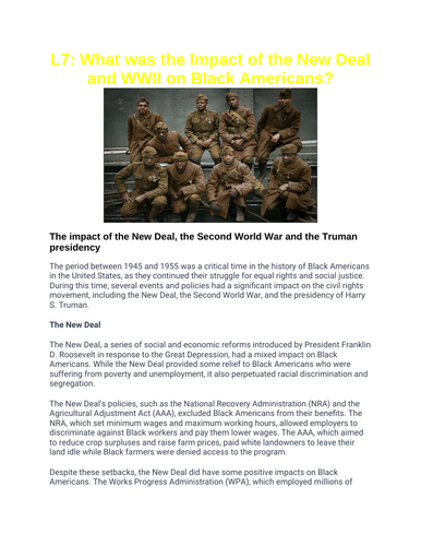 New Deal WWII African Americans | Teaching Resources