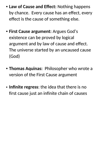 FIRST CAUSE ARGUMENT | Teaching Resources