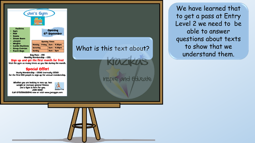 English Functional Skills Entry Level 2 Reading PowerPoint Lesson ...