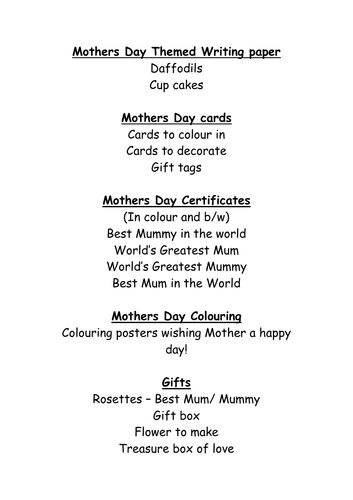 MOTHERS DAY TEACHING RESOURCES EYFS KS1 | Teaching Resources