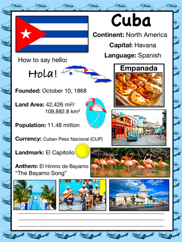 Cuba History & Geography, Travel The World Worksheet | Teaching Resources