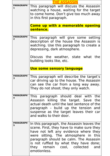 Short Story planning sheets (based on films) GCSE English Language ...