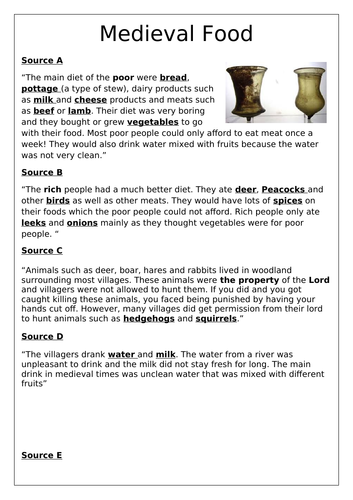 3. Medieval food | Teaching Resources