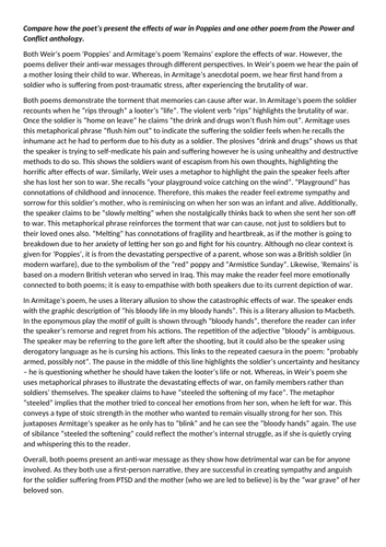 AQA Grade 9 Poetry Essay - Poppies and Remains | Teaching Resources