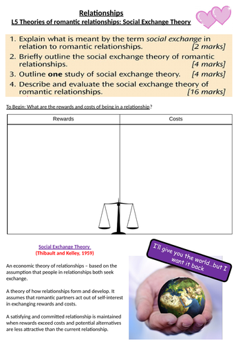 Psych Relationships - Social Exchange | Teaching Resources