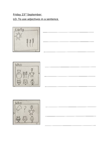 Little Red Hen Adjectives Worksheets | Teaching Resources