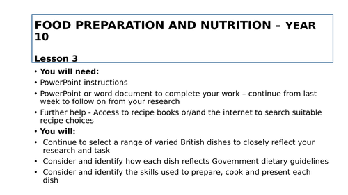 Stand alone Year 10 GCSE Food Preparation and Nutrition lessons ...