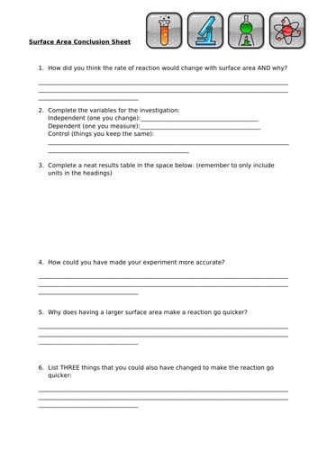KS3 Science Chemistry Rate of Reaction and Surface Area Presentation ...