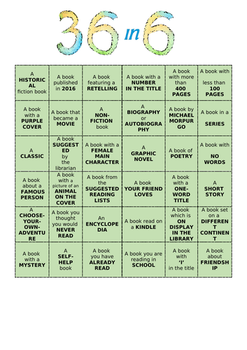 READING CHALLENGE - 36 books in 6 months, for primary and secondary ...