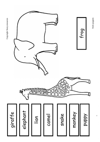 DEAR ZOO STORY BOOK RESOURCES EYFS CRATES AND STICK PUPPPETS KS1 ...