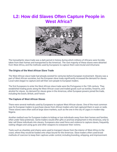 Slavers Capture West Africa | Teaching Resources