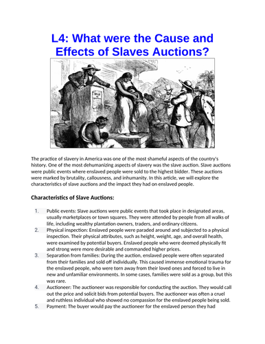 Slaves Auctions | Teaching Resources