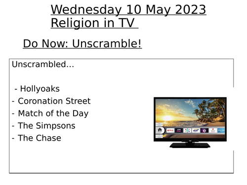 Religion and TV | Teaching Resources