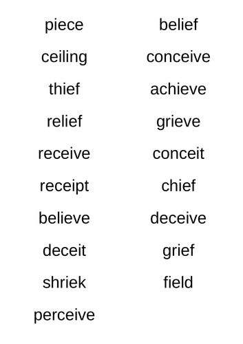 Y6 SPELLING I BEFORE E PATTERN | Teaching Resources