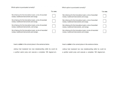 Y6 SPAG REVISION - COLON IN A LIST | Teaching Resources
