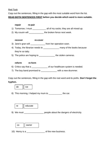 Y6 - HYPHENS WITH PREFIXES | Teaching Resources