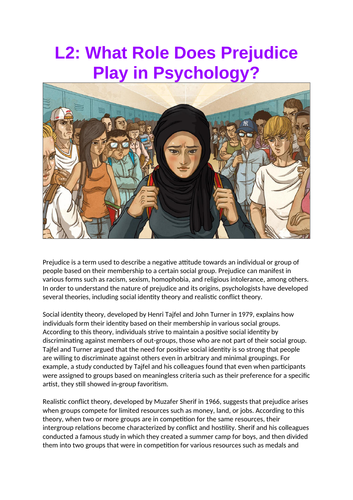 Prejudice Psychology Edexcel | Teaching Resources