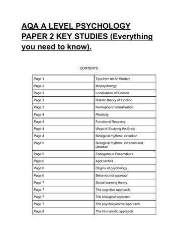 AQA A LEVEL PSYCHOLOGY - ALL PAPER 2 KEY STUDIES | Teaching Resources AQA A LEVEL PSYCHOLOGY - ALL PAPER 2 KEY STUDIES | Teaching Resources