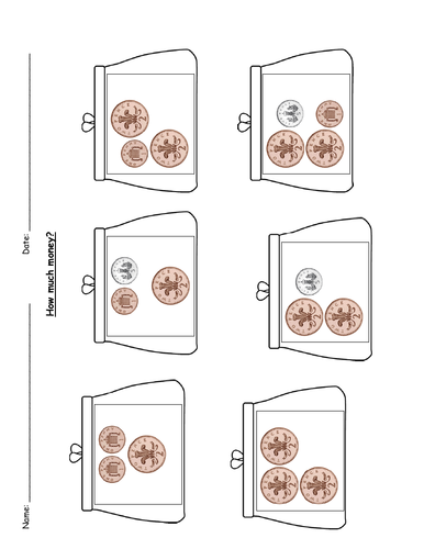 MONEY PURSES AND PIGGY BANKS HOW MUCH MONEY ? EYFS KS1 | Teaching Resources