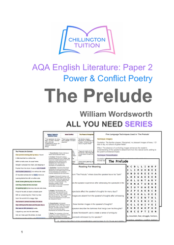 'The Prelude (An Extract)' by William Wordsworth | Teaching Resources