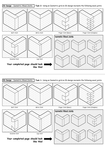 2D Design Isometric Wood Joints | Teaching Resources
