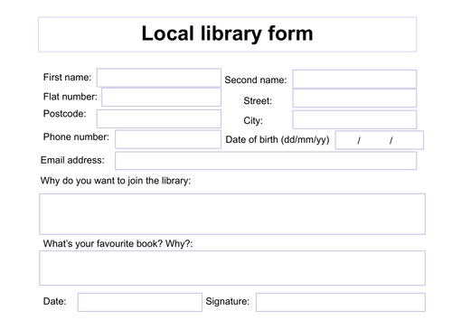 Filling the Forms Practice ENGLISH Entry Level 1 and Entry Level 2 ...