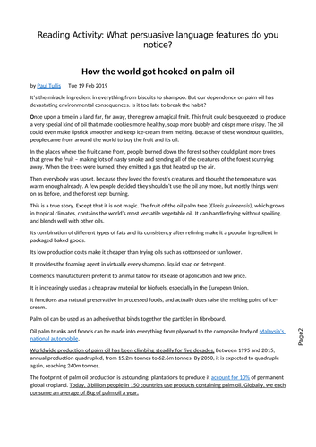 Essential English – Learning about deforestation with a focus on palm ...