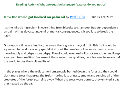 Essential English – Learning about deforestation with a focus on palm ...