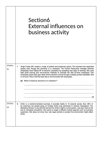 CAIE IGCSE Business(0450)_Section 6_Paper1 Question Bank (2017-2020 ...