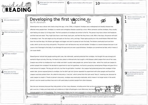 Vaccines Guided Reading | Teaching Resources