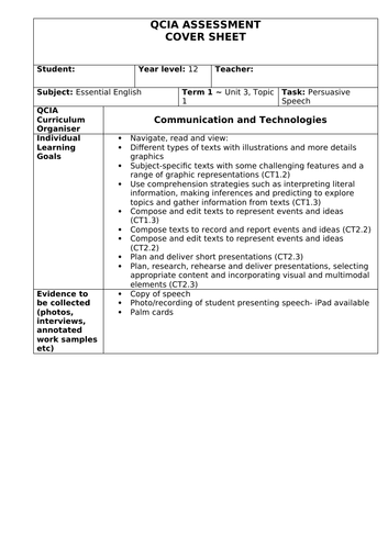 QCIA 12 Essential English IA1 task – Persuasive Speech about a Social ...