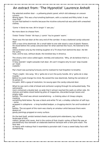 ‘The Hypnotist’ Laurence Anholt - comprehension | Teaching Resources