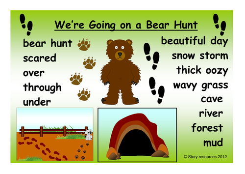 WE'RE GOING ON A BEAR HUNT STORY BOOK RESOURCES EYFS KS1 MASKS LITERACY ...