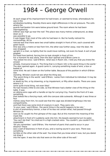 1984 – George Orwell comprehension | Teaching Resources