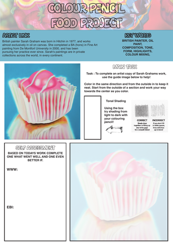 Sarah Graham Food Colouring Worksheet | Teaching Resources