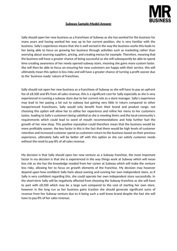 Franchise Question Activity - with model answer | Teaching Resources