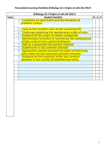 IB Biology A2.1: Origins of cells (First Exams 2025) | Teaching Resources