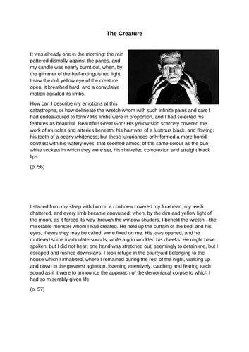Frankenstein's Monster / Creature Quotes | Teaching Resources