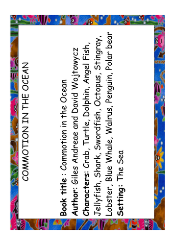 COMMOTION IN THE OCEAN STORY BOOK RESOURCE LITERACY RHYMING EYFS KS1 ...